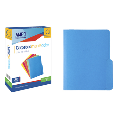 FOLDER MANILA COLOR AZUL AMPO CARTA CJX80 UNS | Formularios Standard
